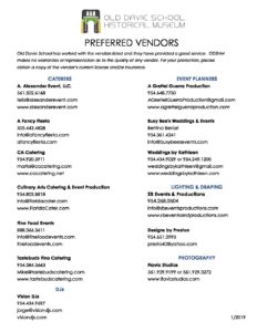 Preferred Vendor List for Website | Old Davie School Museum & Event Venue